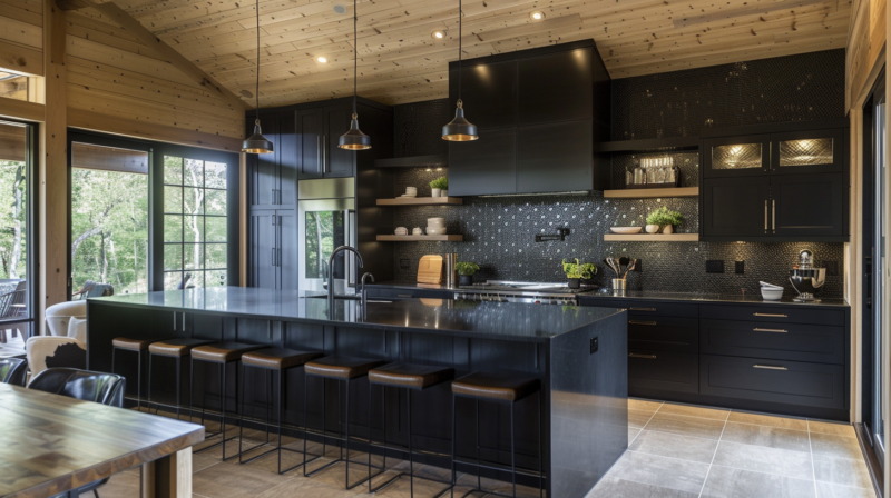 22+ Black Kitchen Cabinets With Black Countertops Design Ideas